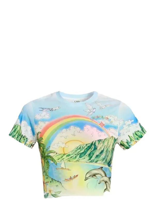 Casablanca Cropped T-shirt With Graphic Print - Blue