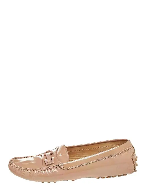TOD'S Patent Leather Logo Bit Loafers - Neutrals