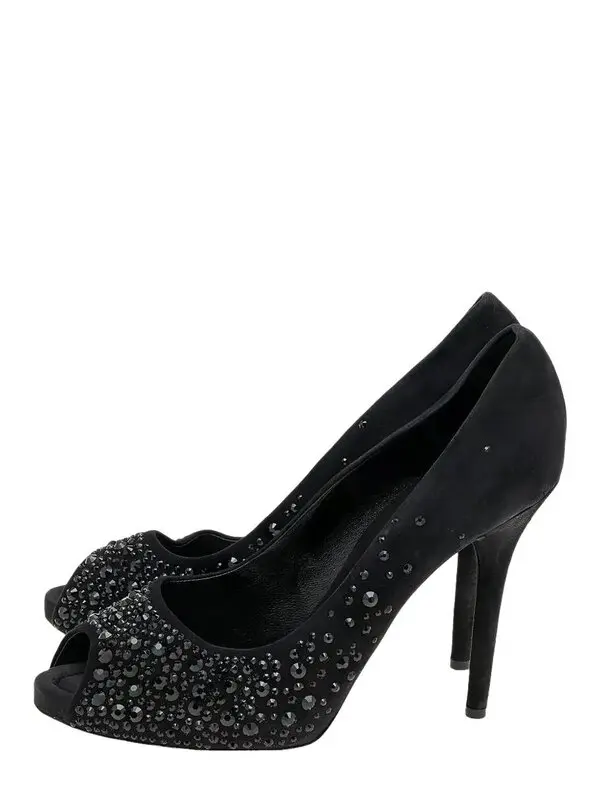 Dolce & Gabbana Crystal-embellished Peep-toe Pumps - Black