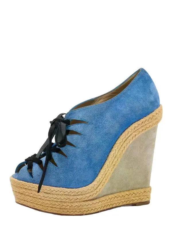 CHRISTIAN LOUBOUTIN Wedge Espadrille Sandals - Blue