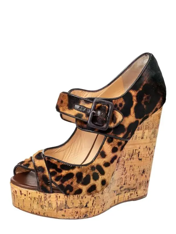 CHRISTIAN LOUBOUTIN Melides Leopard-print Wedge Sandals - Brown