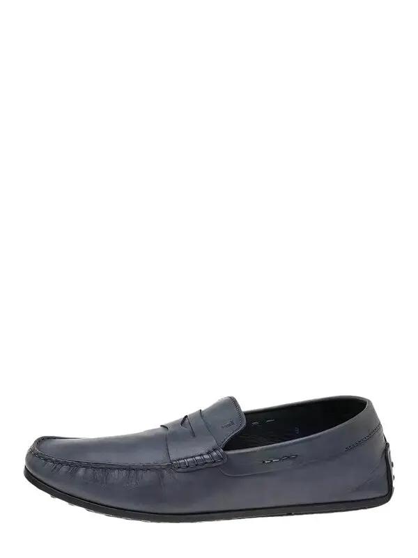 TOD'S Penny Strap Leather Loafers - Grey