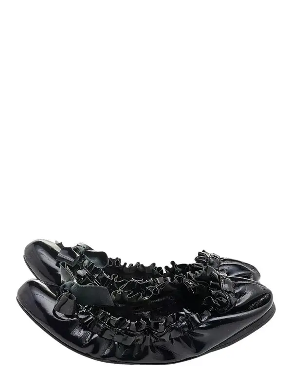 Miu Miu Patent Leather Bow Detail Ballet Flats - Black
