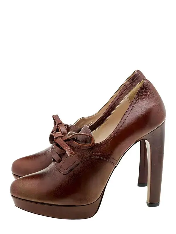 Prada Lace-up Platform Ankle Boots - Brown