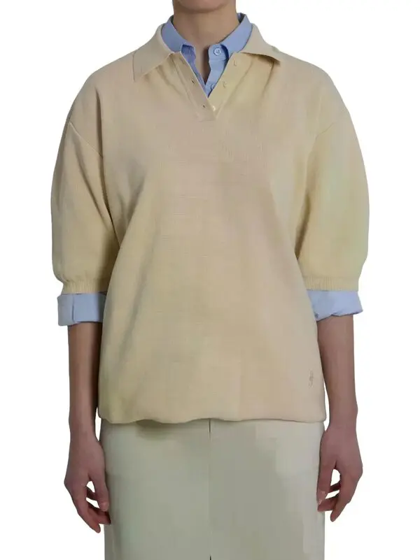 THE FRANKIE SHOP Nola Puff-sleeve Polo Shirt - Neutrals