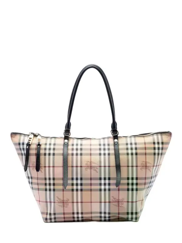 Burberry Haymarket Check Coated Canvas Salisbury Tote Bag - Black