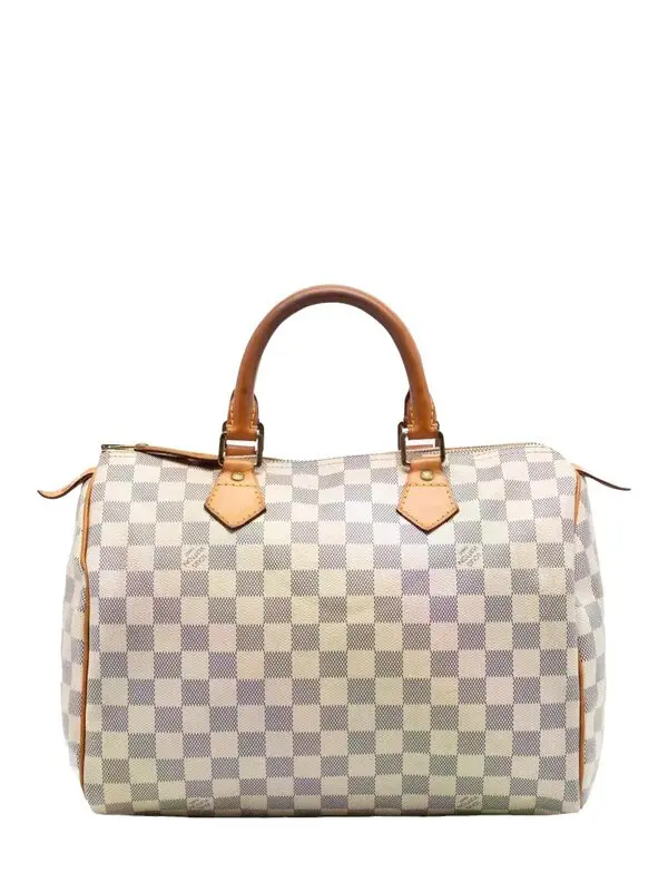 LOUIS VUITTON Damier Azur Speedy 30 Boston Bag - White