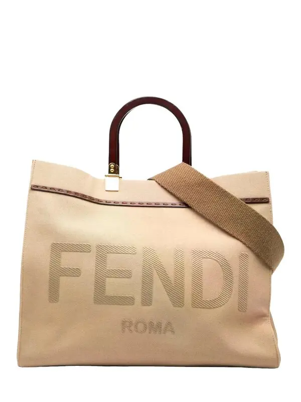 Fendi Sunshine Shopper Tote Satchel - Brown