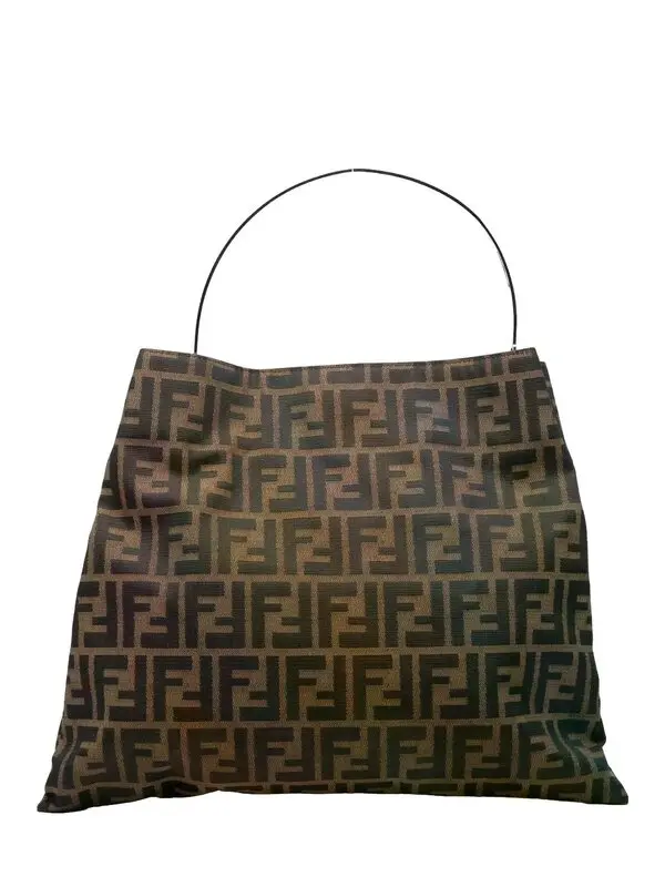 Fendi Zucca Canvas Metal Handle Tote Bag - Brown