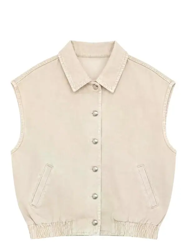 ICON DENIM LOS ANGELES Ines Elasticated-hem Denim Jacket - Neutrals