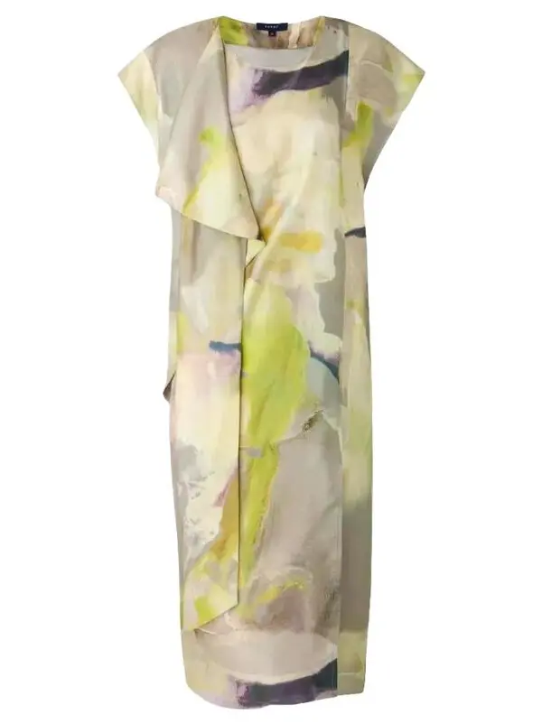 Soeur Iberis Silk-satin Abstract Print Midi Dress - Neutrals