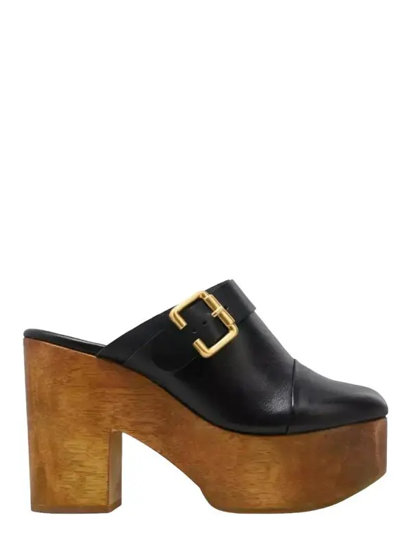 ANDREA CARRANO Buckle-detail Platform Mules - Black