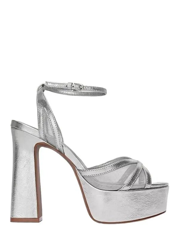 ANDREA CARRANO Allure Metallic-effect Platform Sandals - Silver