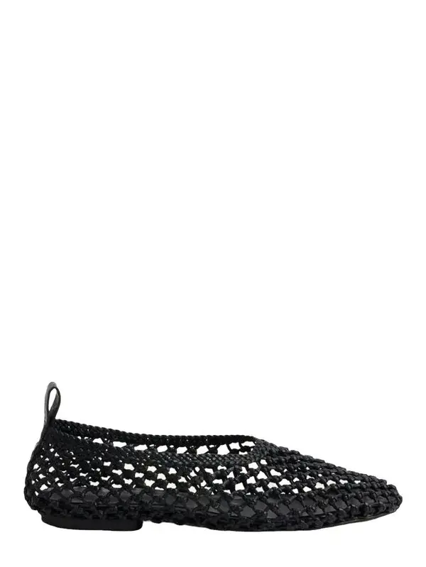 Soeur Woven Leather Ballet Flats - Black