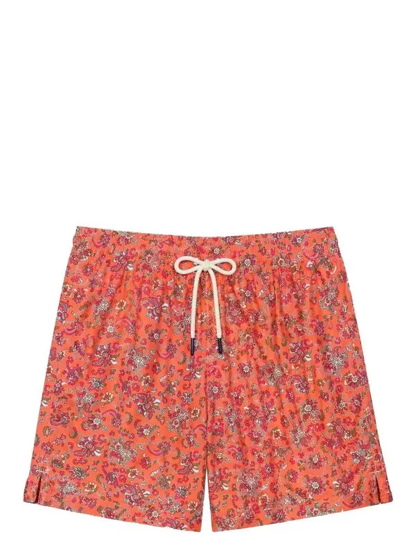 LES HÉRITIERS Sea Floral Print Swim Shorts - Orange