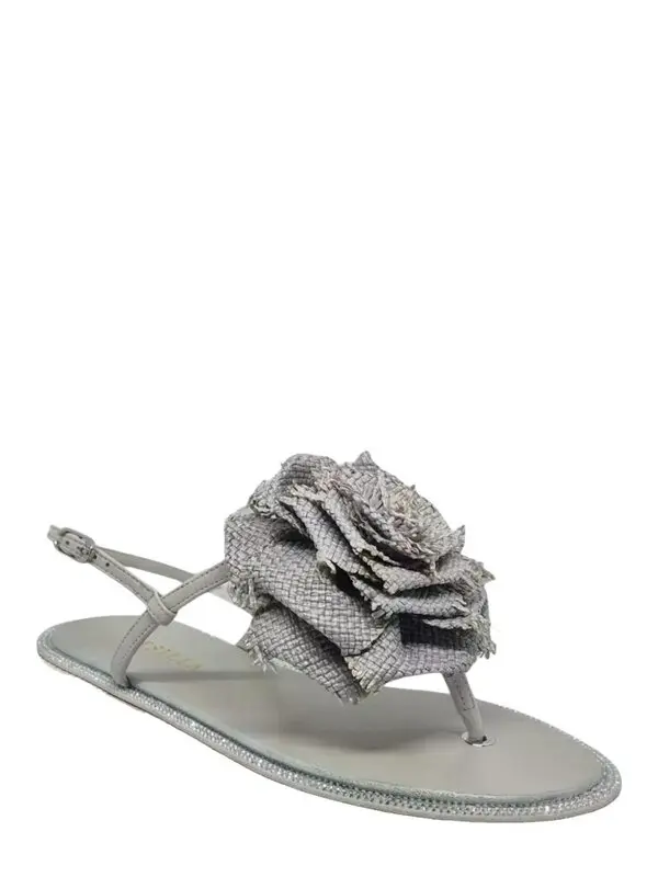 LE SILLA Floral Appliqué Crystal-embellished Slingback Sandals - Grey