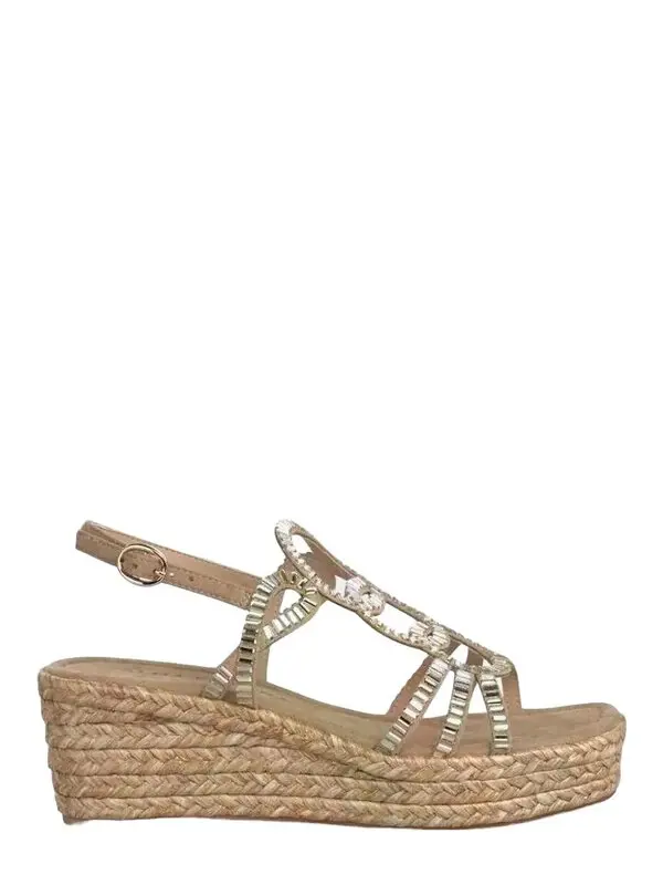 ALMA EN PENA Crystal Embellished Wedge Sandals - Neutrals
