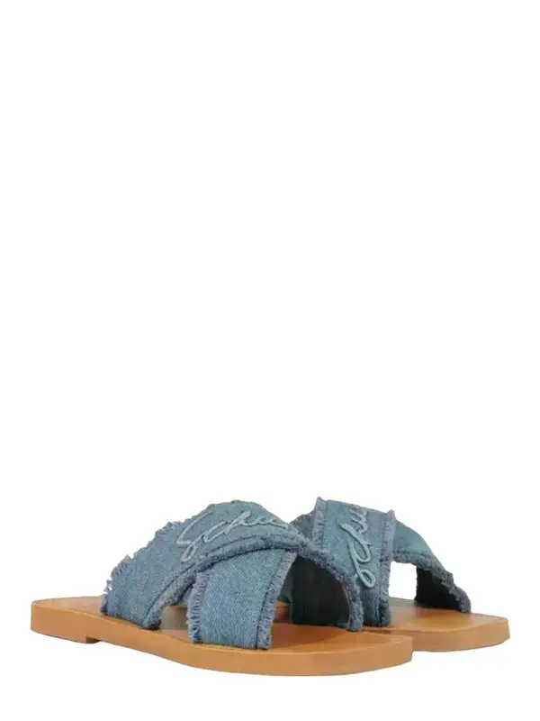 Schutz Frayed Crossover-strap Sandals - Blue