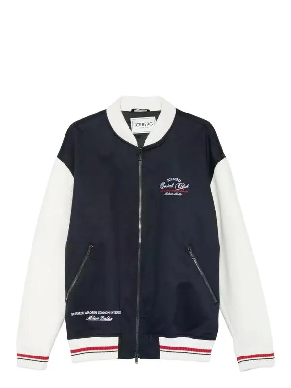 Iceberg Embroidered Logo Bomber Jacket - Blue