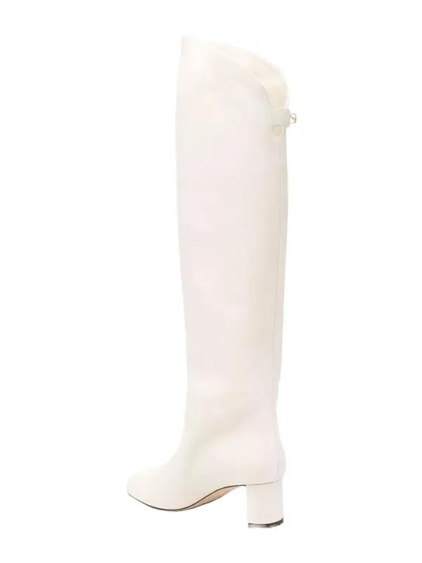 MAISON SKORPIOS 50mm Knee-high Leather Boots - Neutrals