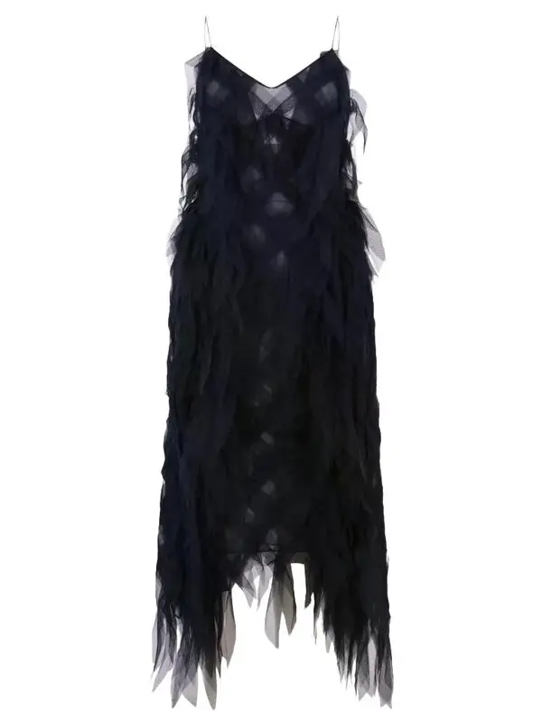 PAULINE DUJANCOURT Mesh Layered" Spaghetti Strap Dress - Blue