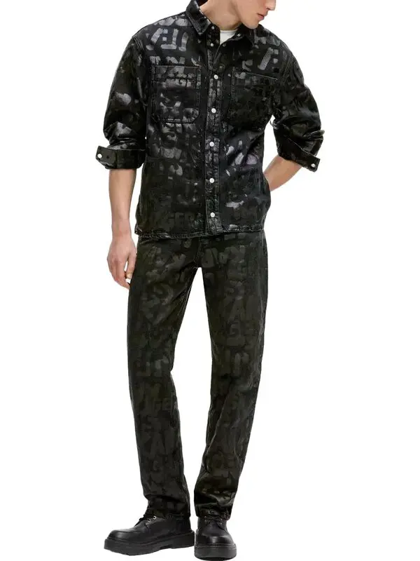 Karl Lagerfeld All-over Logo-print Shirt - Black