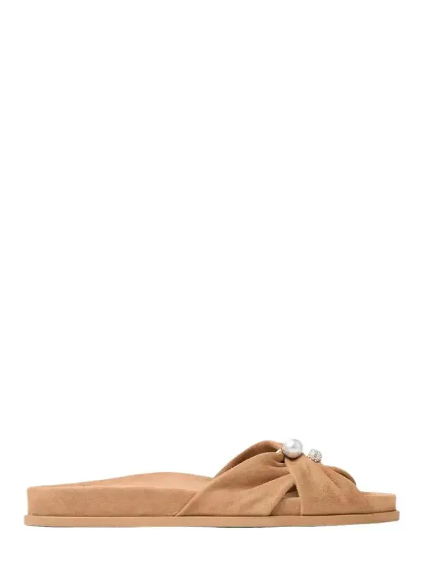 JIMMY CHOO Rafi Flat Embellished Sandals - Neutrals