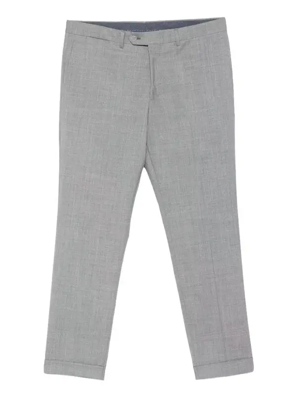 BARBA NAPOLI Pressed Crease Turn-up Trousers - Grey