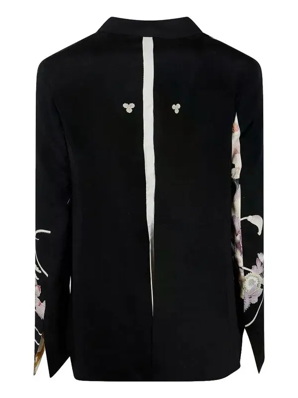 IBRIGU Floral-print Double-breasted Blazer - Black
