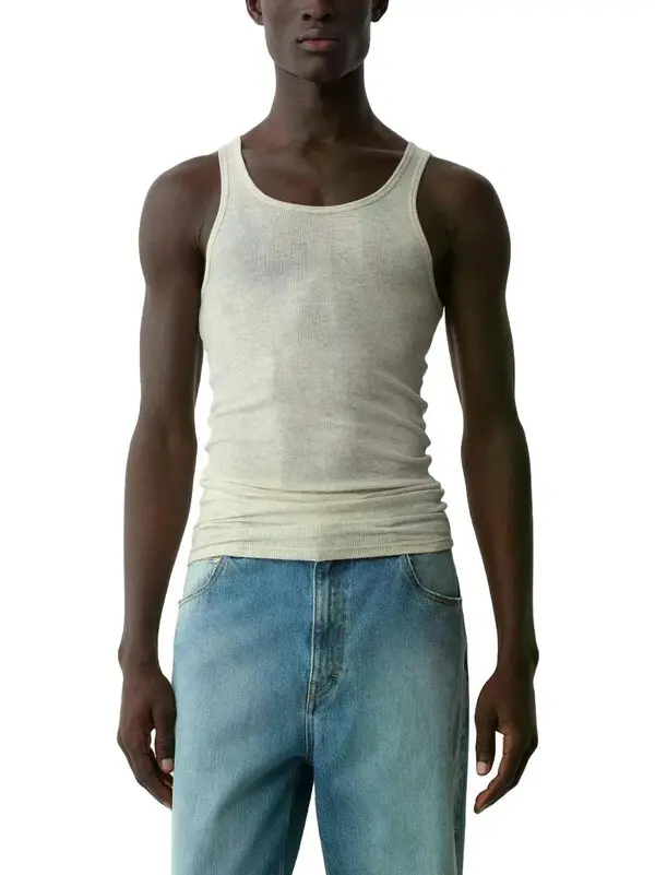 Calvin Klein Ribbed-knit Tank Top - Neutrals