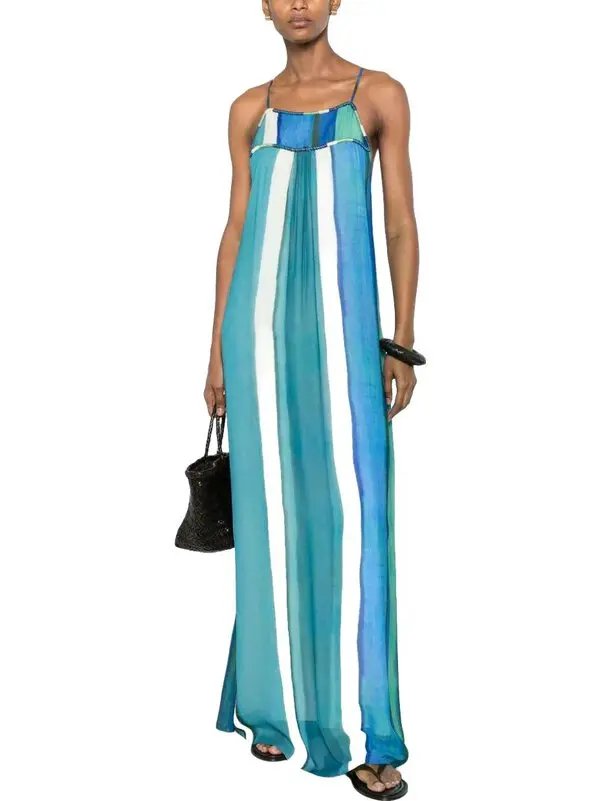 AGUA DE COCO Striped Maxi Dress - Blue