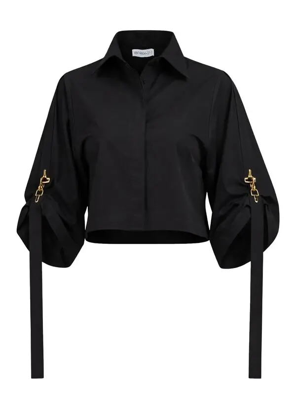 MA MULIER Hook Detail Cropped Shirt - Black