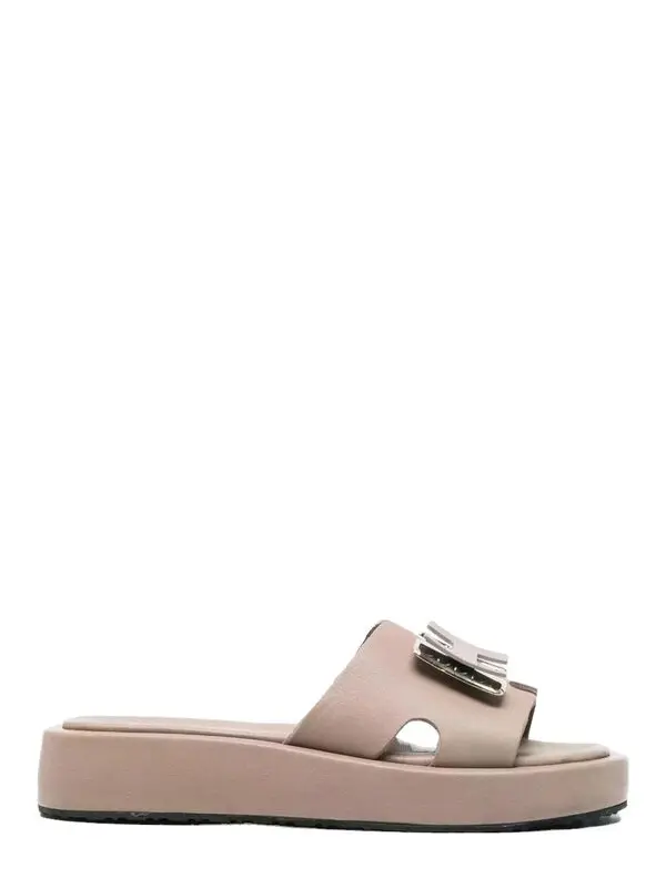SERGIO MORETTI FIRENZE Logo Plaque Platform Sandals - Neutrals