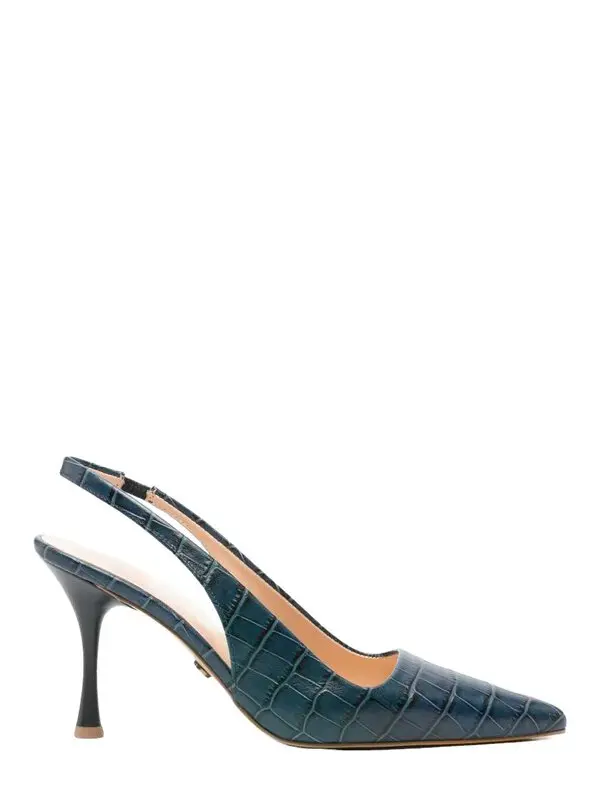 SERGIO MORETTI FIRENZE Croc-effect Slingback Pumps - Blue