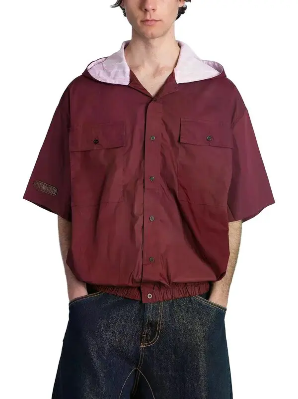 PDF Hooded Short-sleeve Shirt - Red
