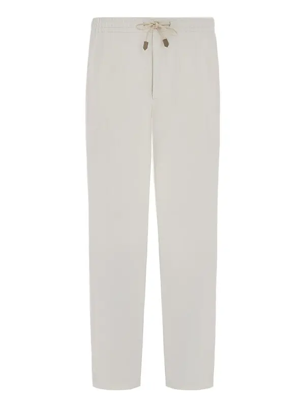 Canali Linen And Silk Blend Drawstring Trousers - White