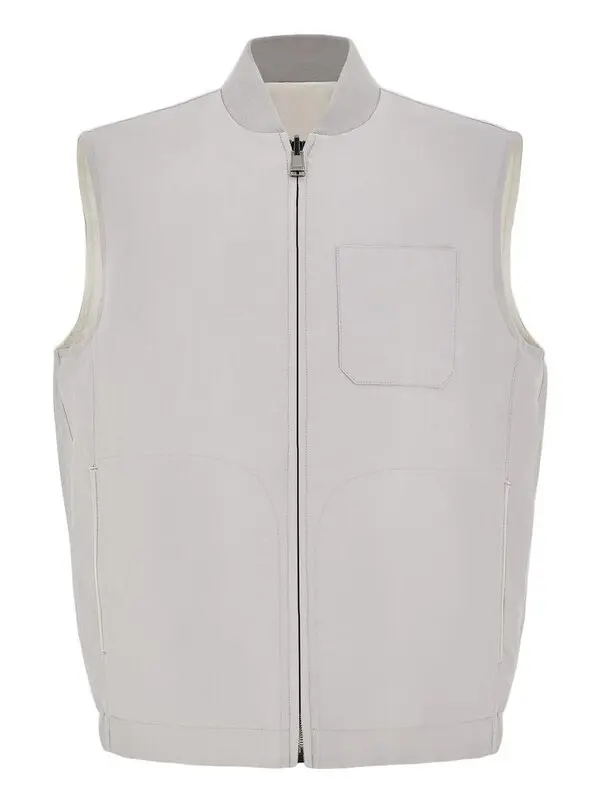 Canali Reversible Vest In Linen And Silk Blend - Grey