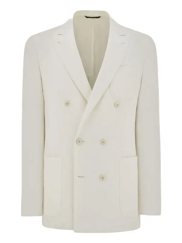 Canali Double-breasted Linen And Silk Blend Kei Jacket - White