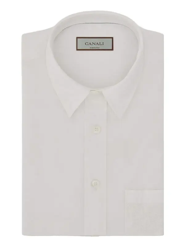 Canali Milk-colored Garment Dyed Cotton And Linen Blend Shirt - White