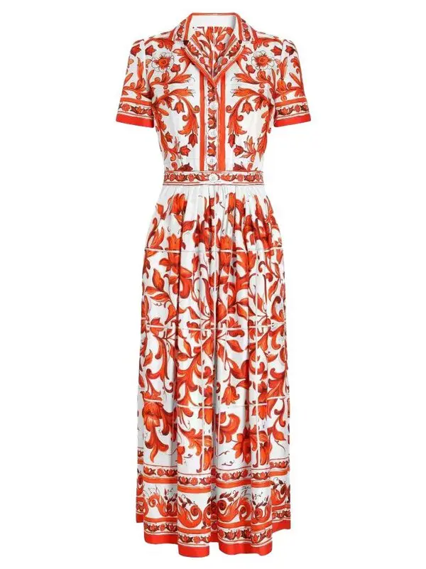 Dolce & Gabbana Majolica Print Shirt Dress - Red