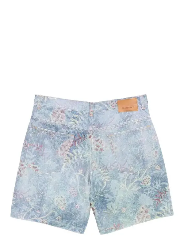 MARANT Floral Print Cotton Shorts - Blue
