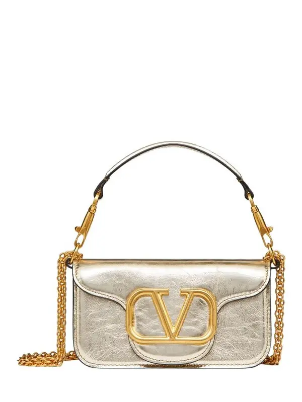 Valentino Garavani Locò Foldover Small Shoulder Bag - Nude