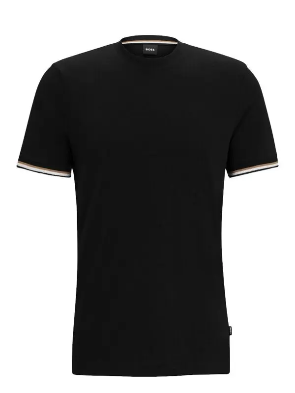 Hugo Boss Stripe-trim Crewneck T-shirt - Black