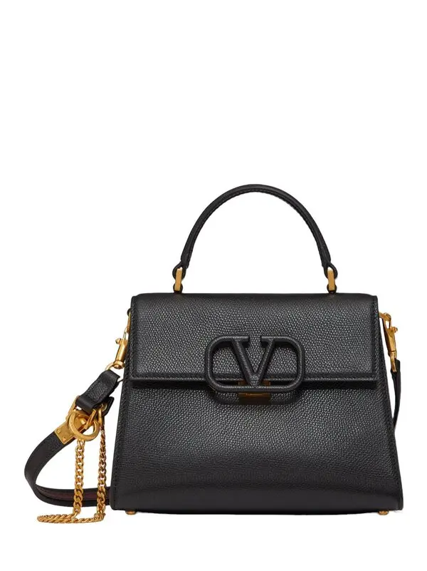 Valentino Garavani Vlogo Signature Foldover Top Handle Tote Bag - Black
