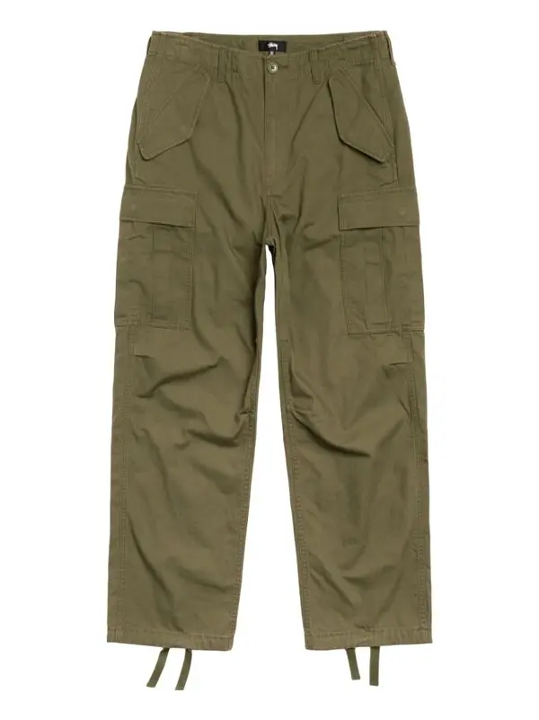 StÜssy Cargo Pants With Adjustable Waist And Knee Pleats - Green