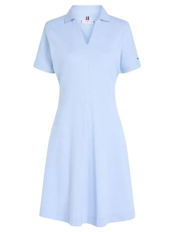 Tommy Hilfiger V-neck Flared Dress With Graphic Print - Light Blue