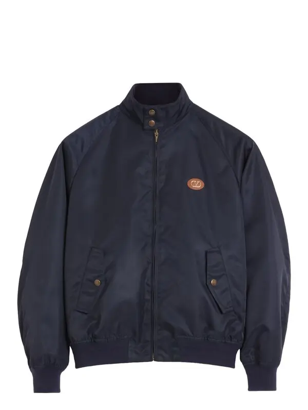 Valentino Garavani Zip-up High Neck Jacket With Vlogo Patch - Navy Blue