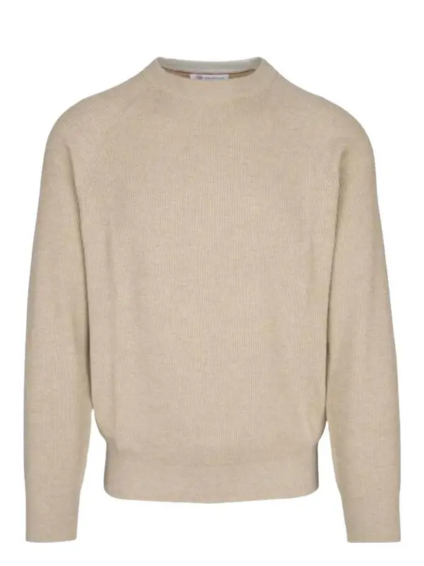 Brunello Cucinelli Ribbed Crewneck Jumper - Beige