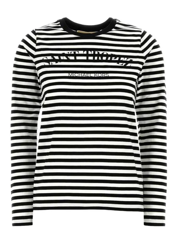 Michael Kors Embroidered Stripe T-shirt - Black White
