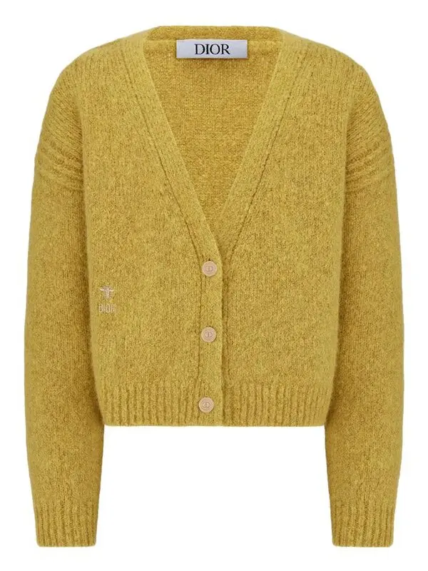 Dior Long-sleeved Cardigan With Bee Embroidery - Ochre